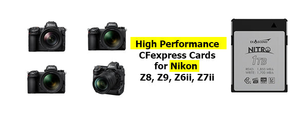 CFexpress Cards for your Nikon Cameras including Z6II, Z7II, Z8 and Z9